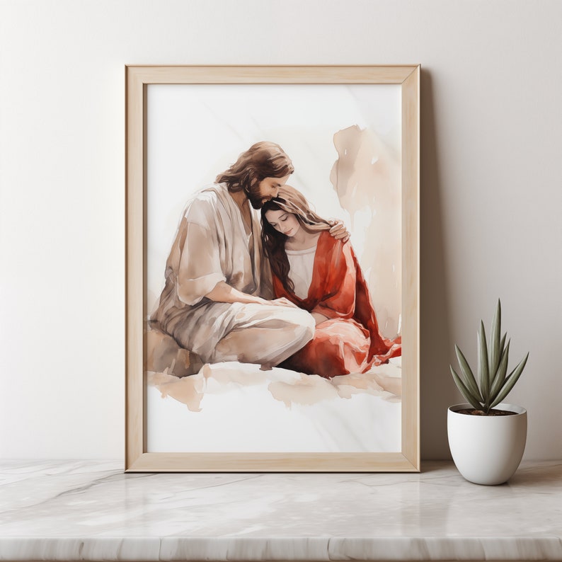 Jesus Christ Comforting Mary Magdalene Art Work Painting Poster Wall ...