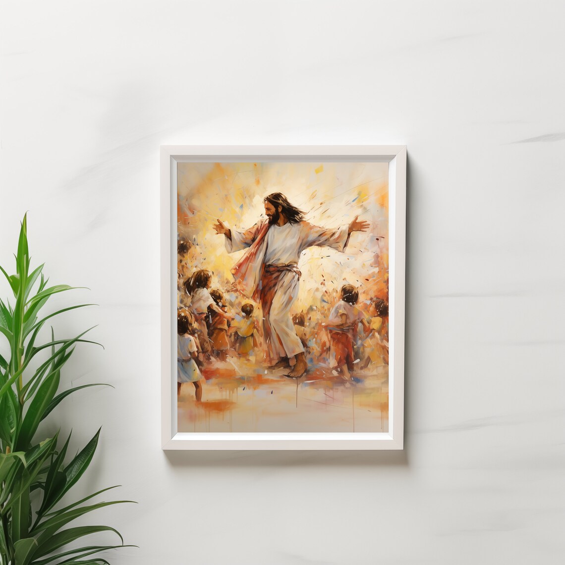 Jesus Christ Artwork Dancing With Children Poster Painting Print Bible ...
