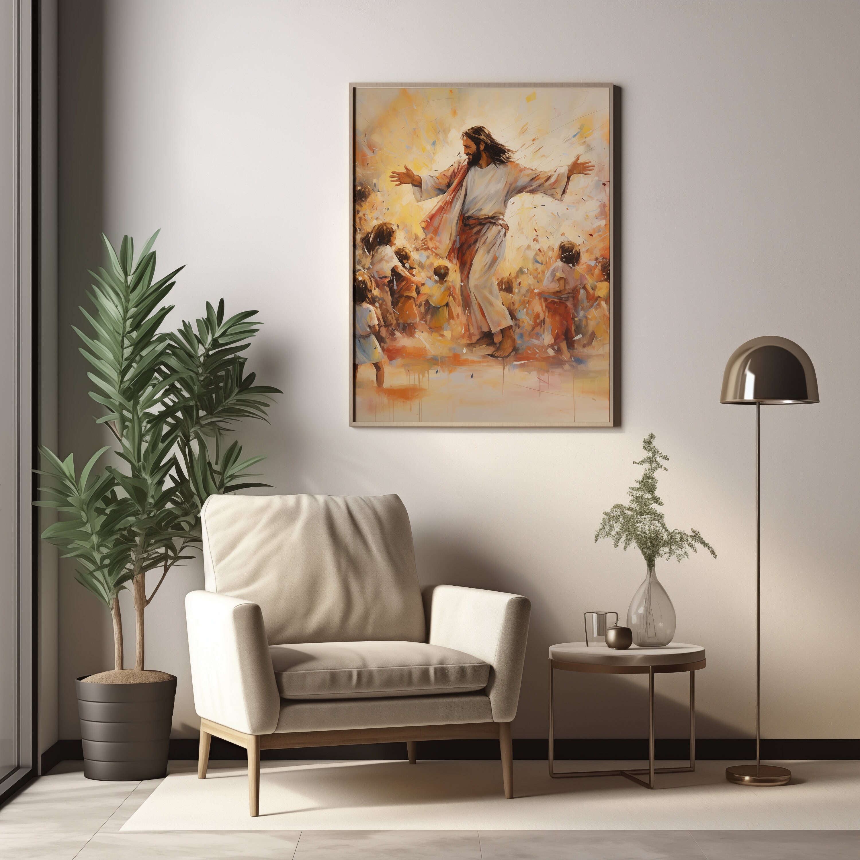 Jesus Christ Artwork Dancing With Children Poster Painting Print Bible ...