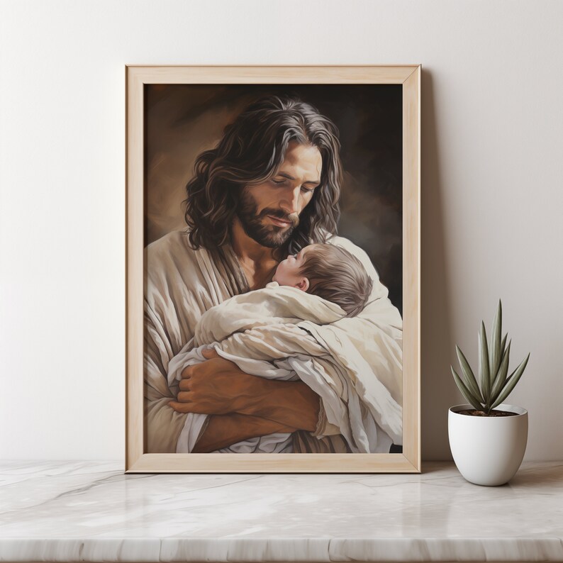 Abba Father Jesus Christ Digital Artwork Jesus Christ Holding Infant ...