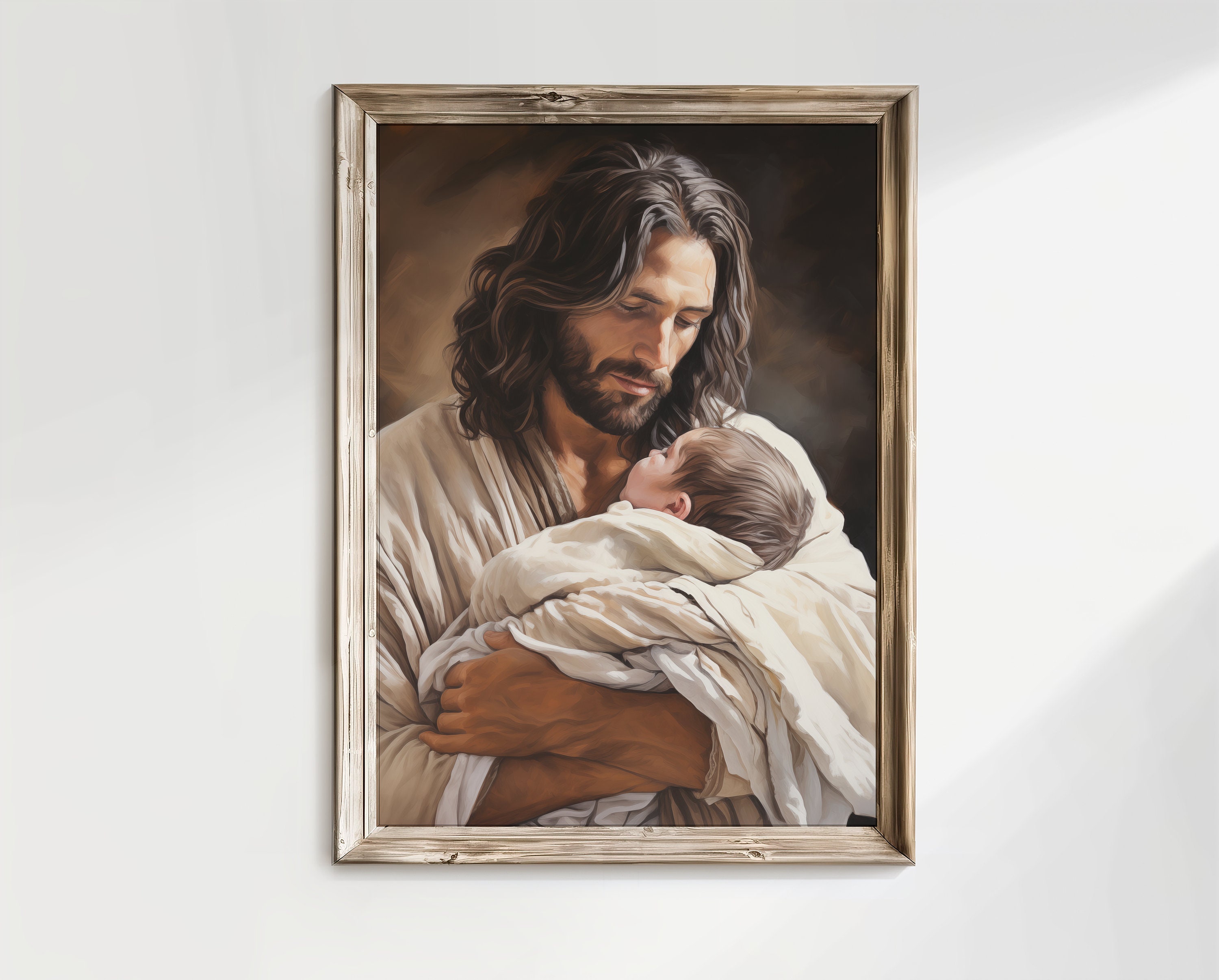 Abba Father Jesus Christ Digital Artwork Jesus Christ Holding Infant ...