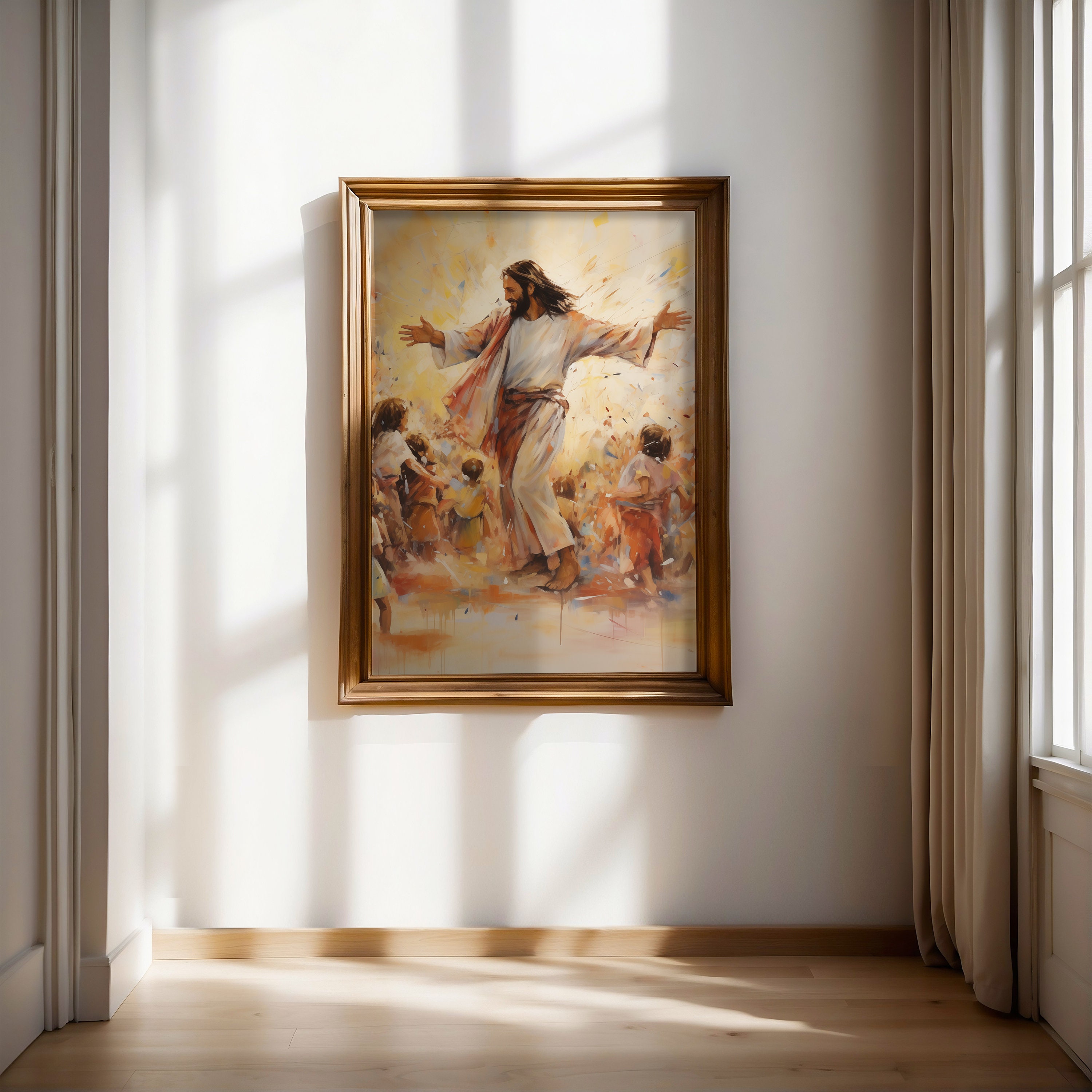 Jesus Christ Artwork Dancing With Children Poster Painting Print Bible ...