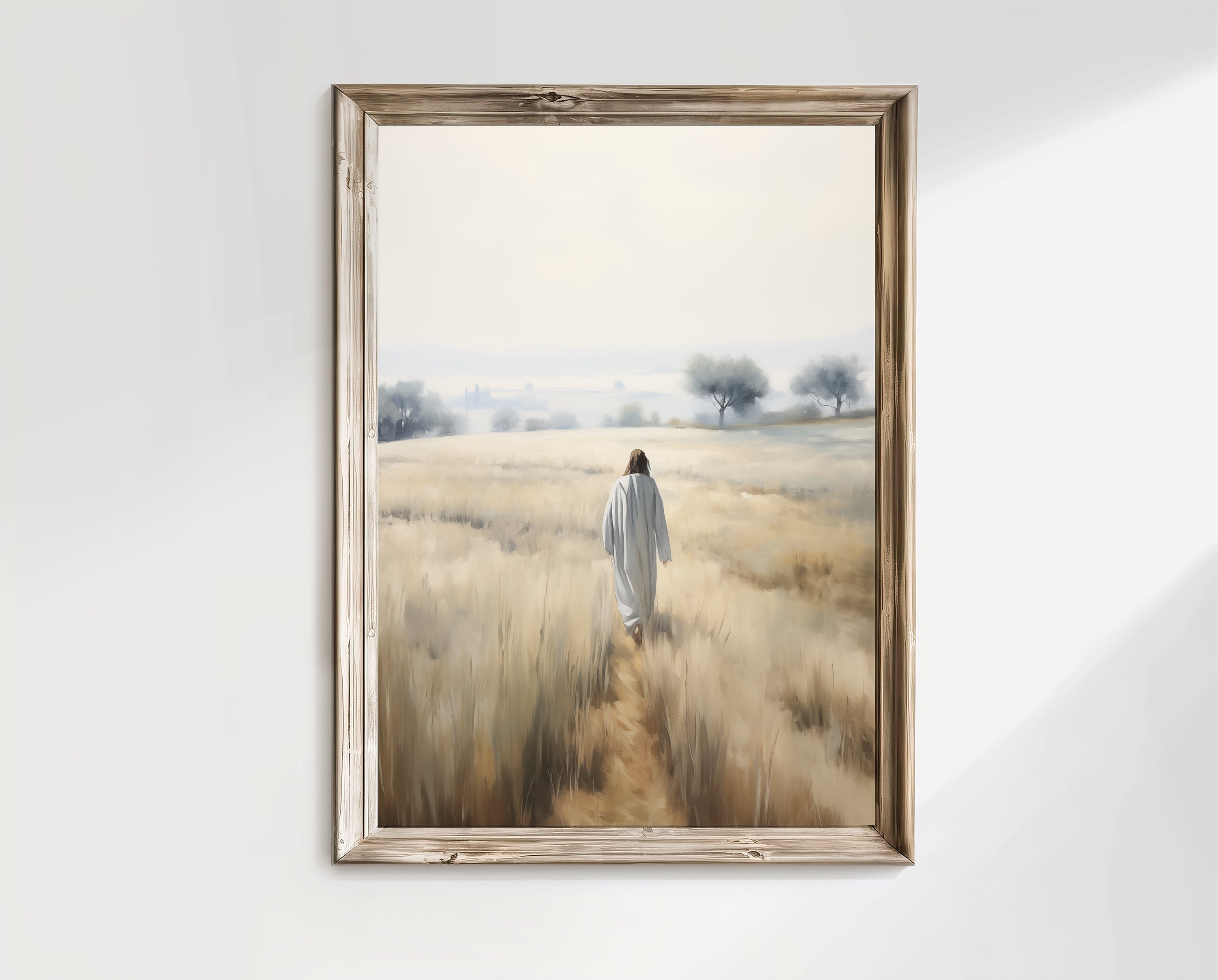 Jesus Walking Through Wheat Fields Harvest Time Jesus Christ Artwork ...