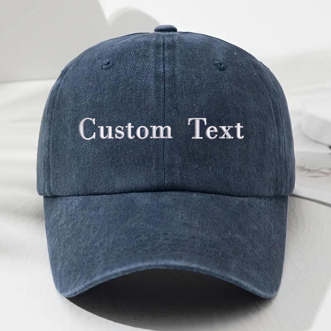 Custom Text Embroidered Vintage Hat, Personalized Baseball Cap With ...
