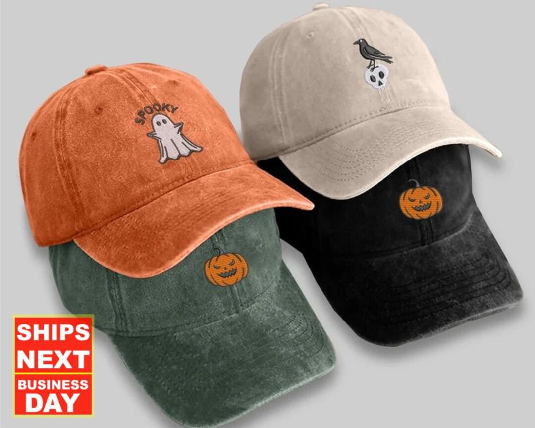 Embroidered Halloween Hat, Couple Matching Vintage Baseball Caps, Ghost ...