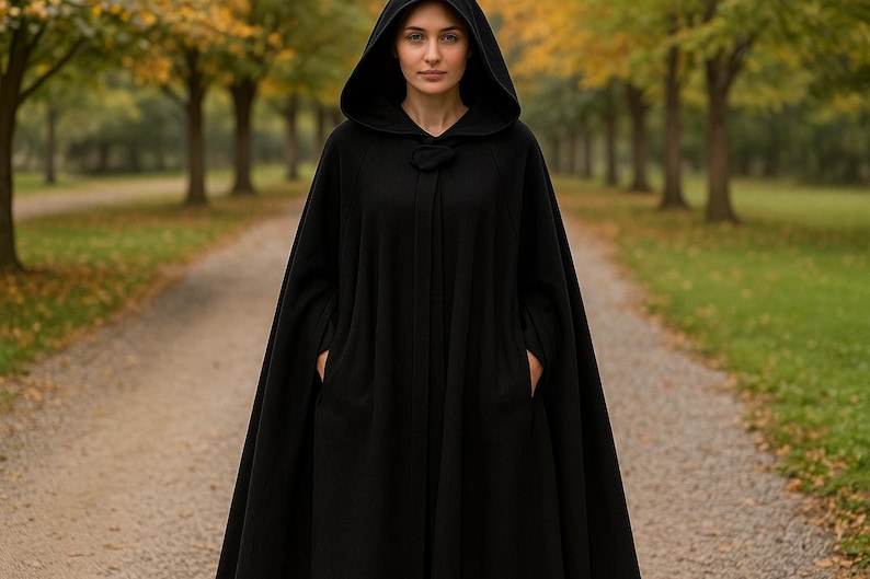 Medieval Hooded Cloak, Renaissance Gothic LARP Cloak, Fantasy Wizard ...