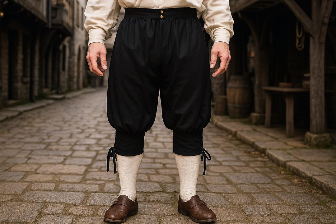 Men’s Medieval Short Pants, Renaissance Pirate Pants, Viking LARP Knee ...