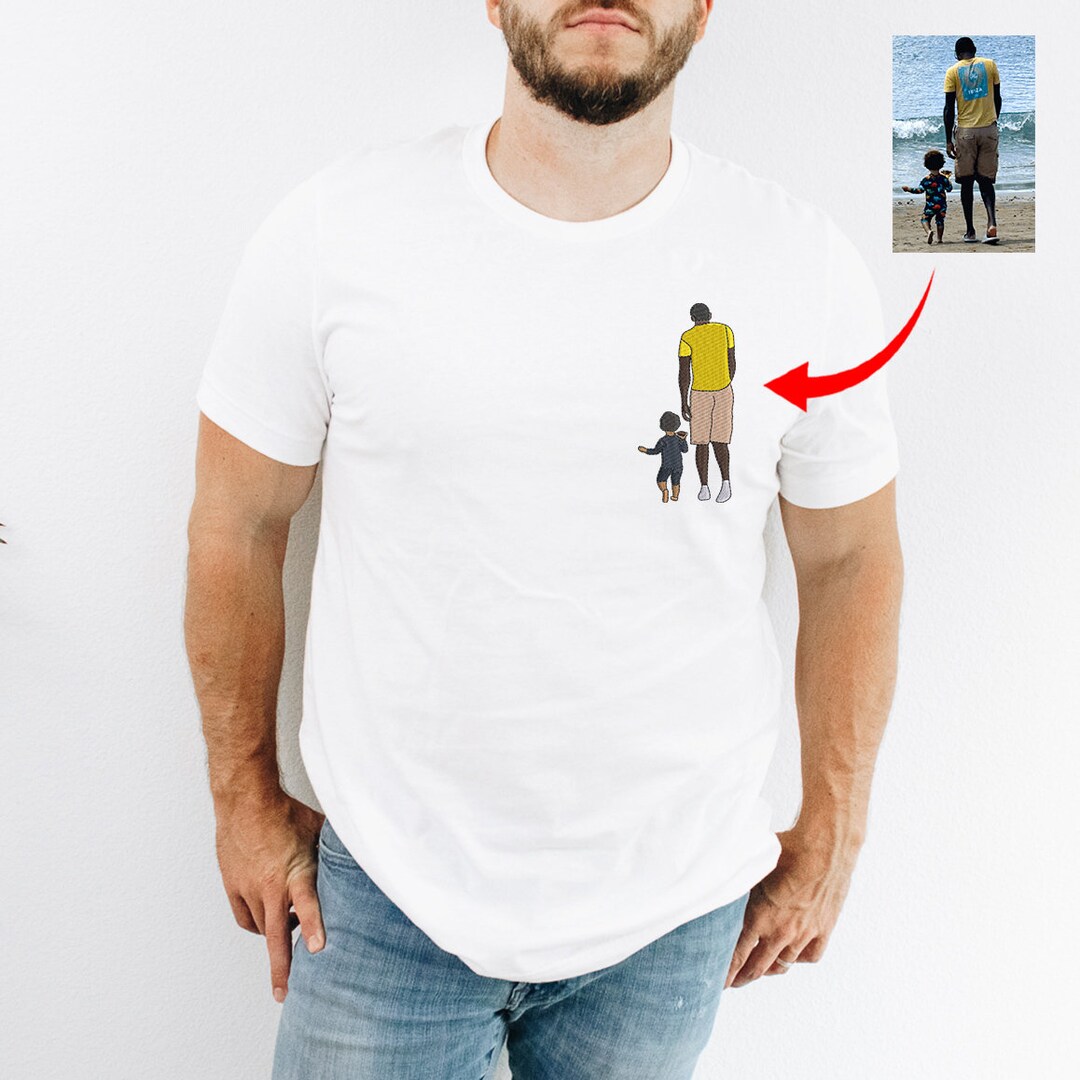 Custom Embroidered Portrait From Photo Dad Shirt, Faceless Filling ...