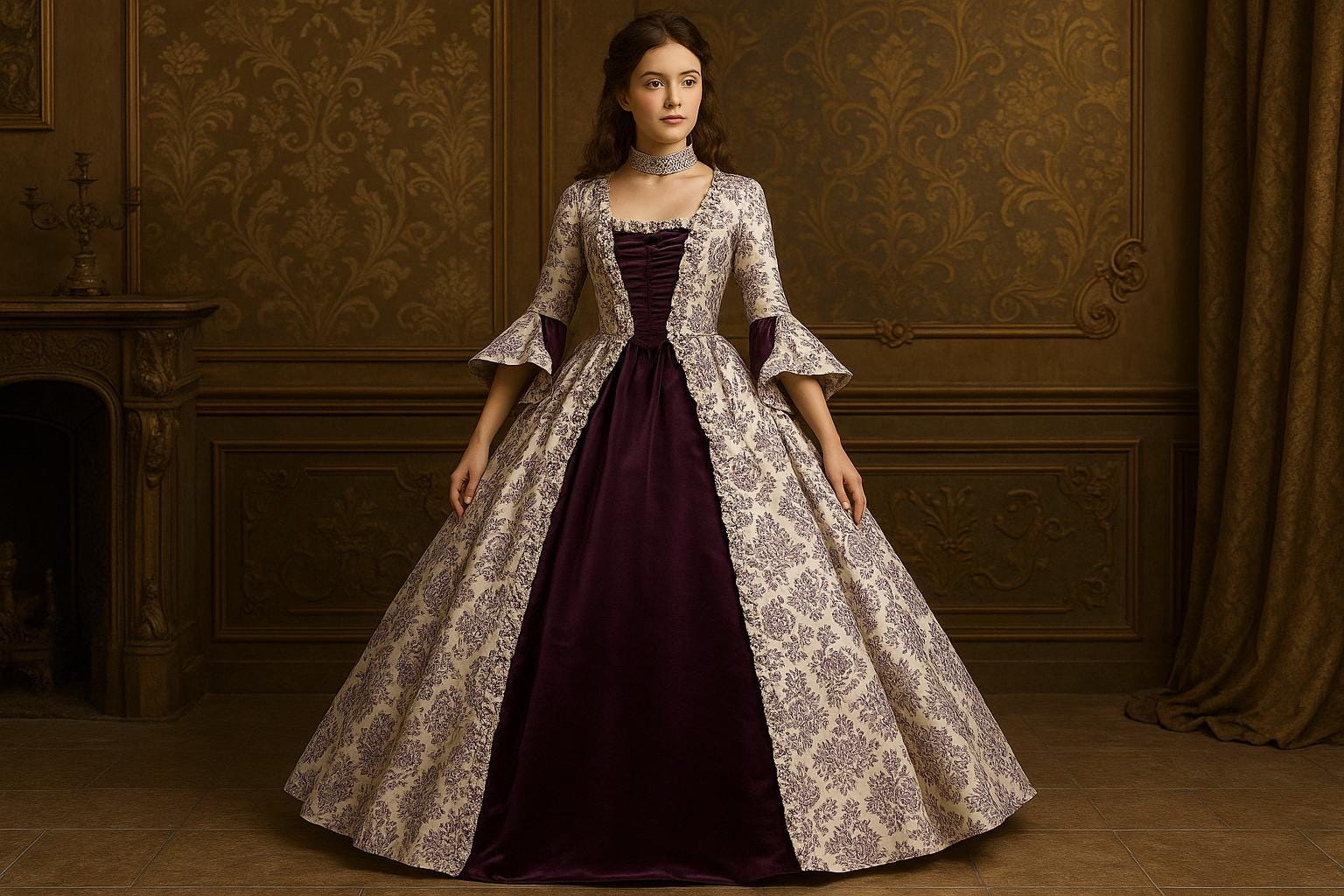 Fairytale Princess Renaissance Dress, Antique Floral Ball Gown ...