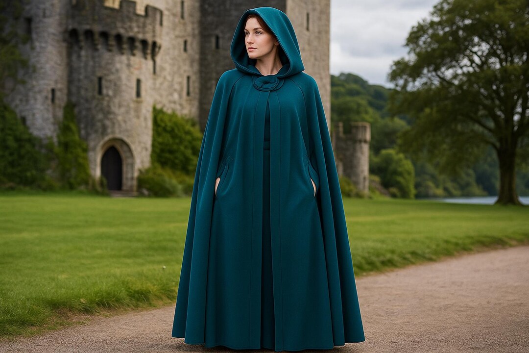 Medieval Hooded Cloak, Renaissance Gothic LARP Cloak, Fantasy Wizard ...