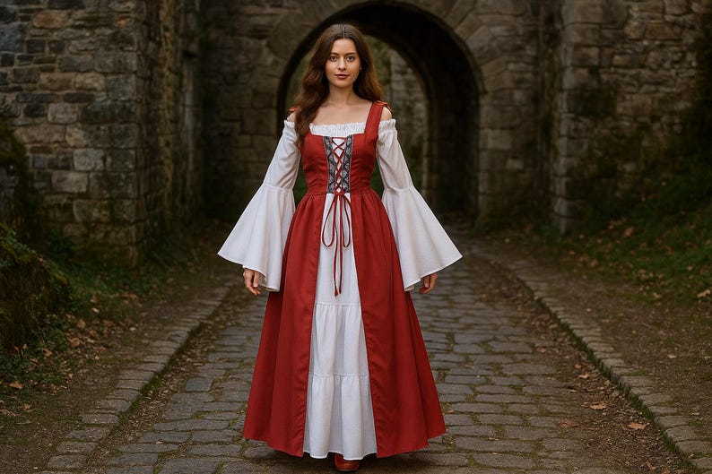Renaissance Peasant Dress, Medieval Tavern Maiden Costume, Vintage ...
