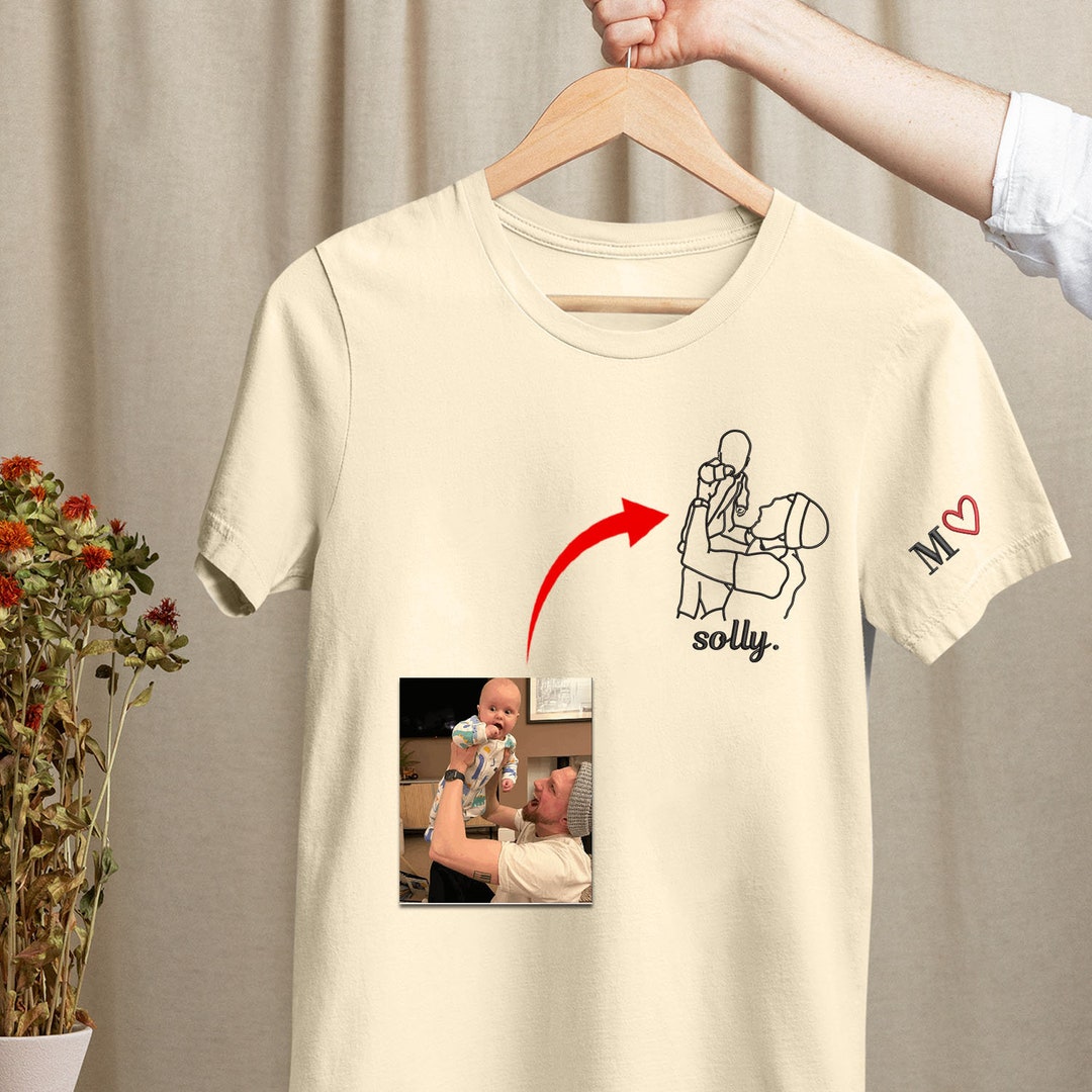 Embroidered Photo Dad Shirt, Custom Fathers Day Shirt , Custom Photo ...