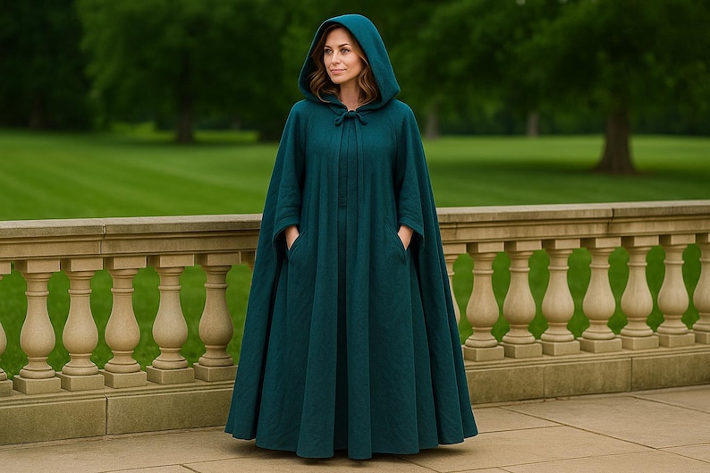 Medieval Hooded Cloak, Renaissance Gothic LARP Cloak, Fantasy Wizard ...