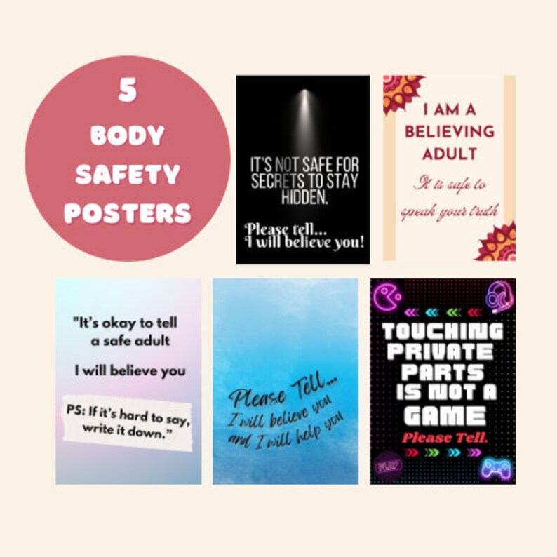5 Body Safety Posters | Believing Adult Printable Wall Art | Children ...