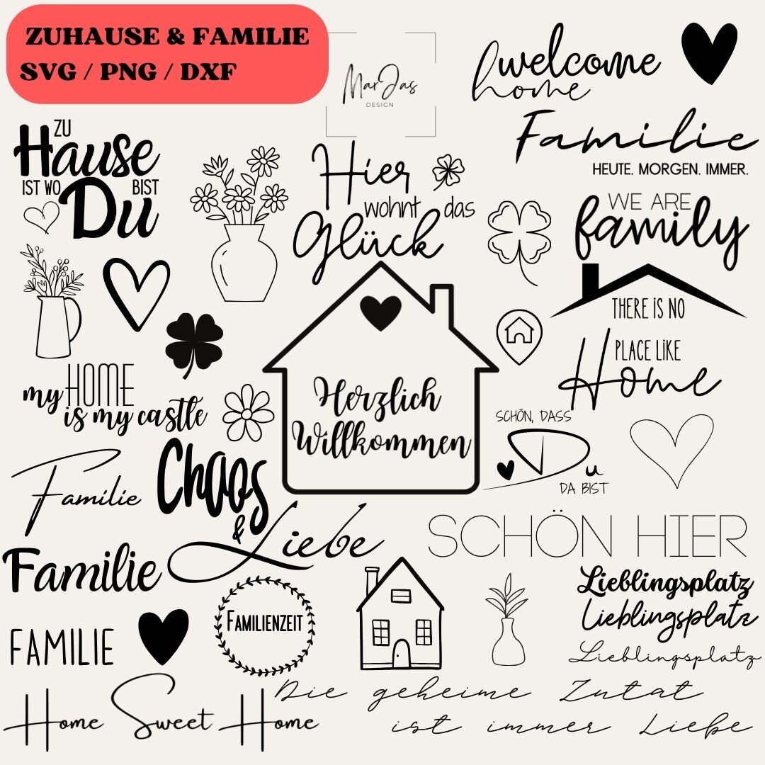 Home & Family Plotter File SVG PNG DXF Instant Download Family Sayings ...