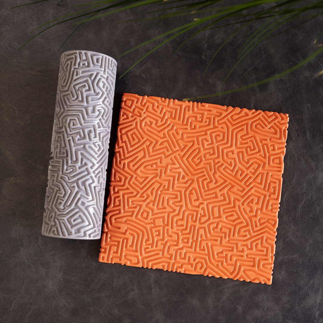 Maze Texture Roller Polymer Clay Texture Roller Embossing Roller Maze ...