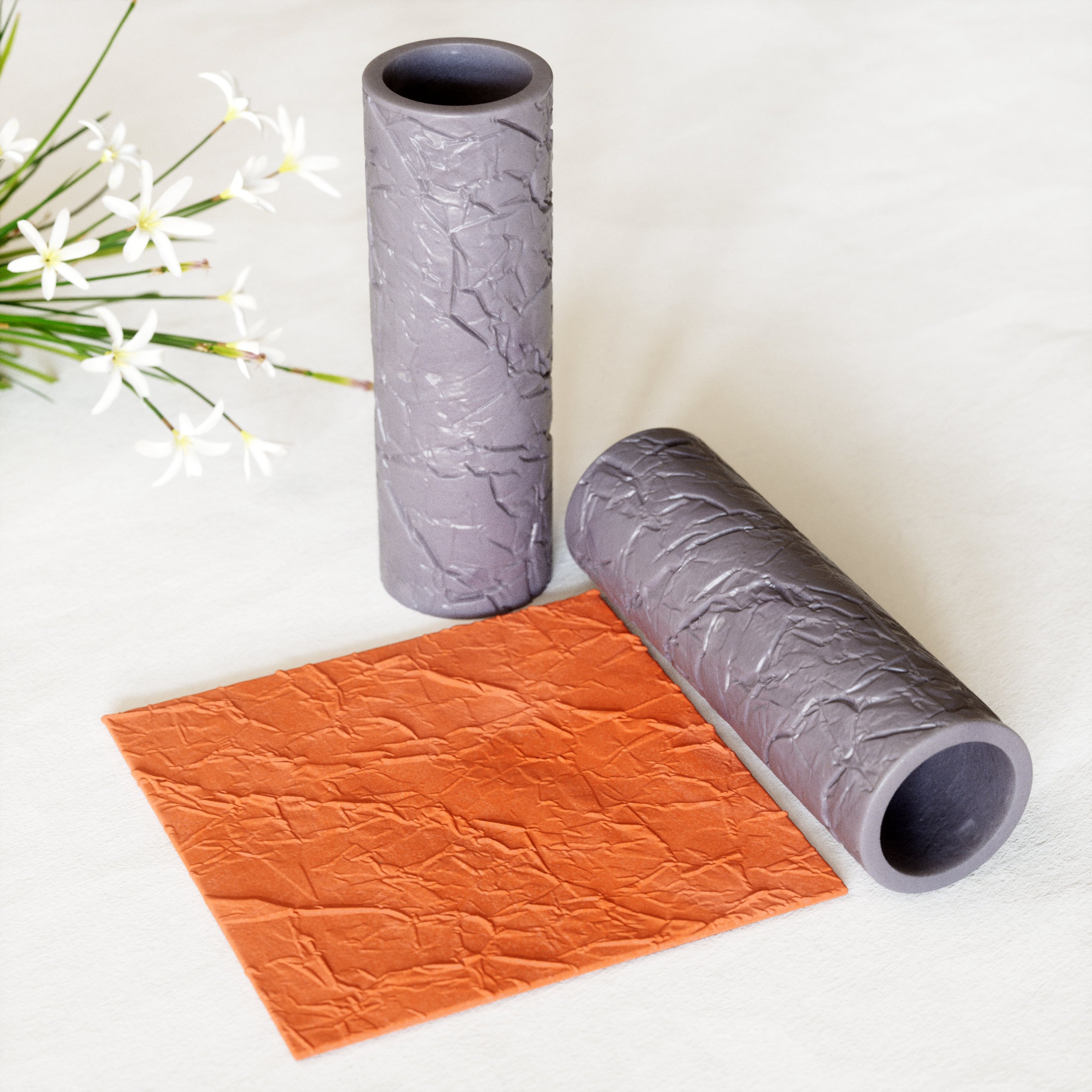 Crumpled Texture Roller Polymer Clay Texture Roller Embossing Roller ...