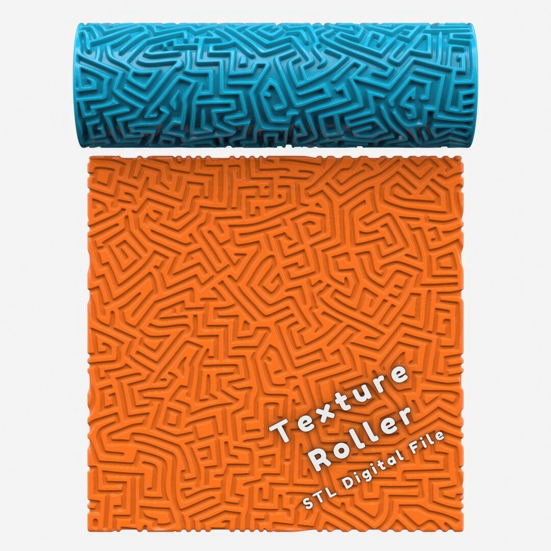 Maze Texture Roller STL Digital File for 3D Printing Seamless Polymer ...