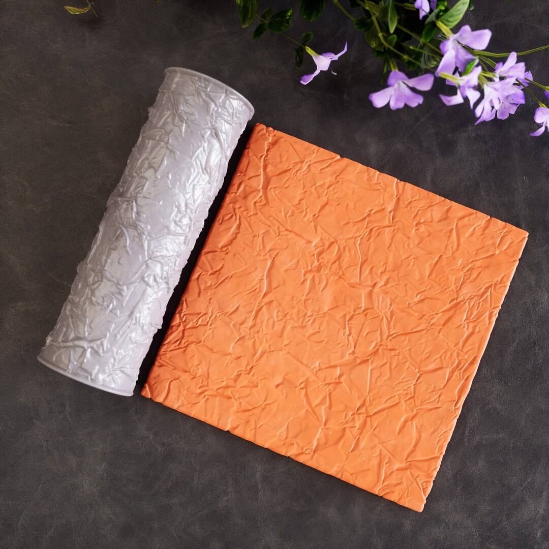 Crumpled Texture Roller Seamless Polymer Clay Texture Roller Embossing ...