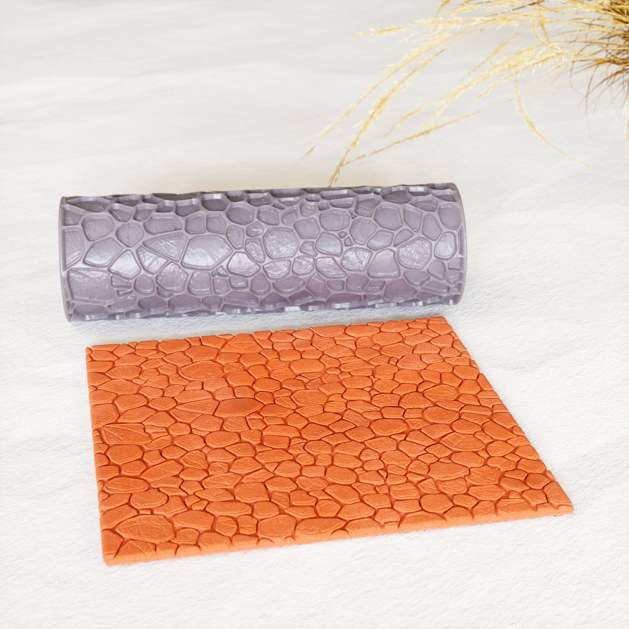 Cobblestone Mosaic Texture Roller Seamless Polymer Clay Texture Roller ...