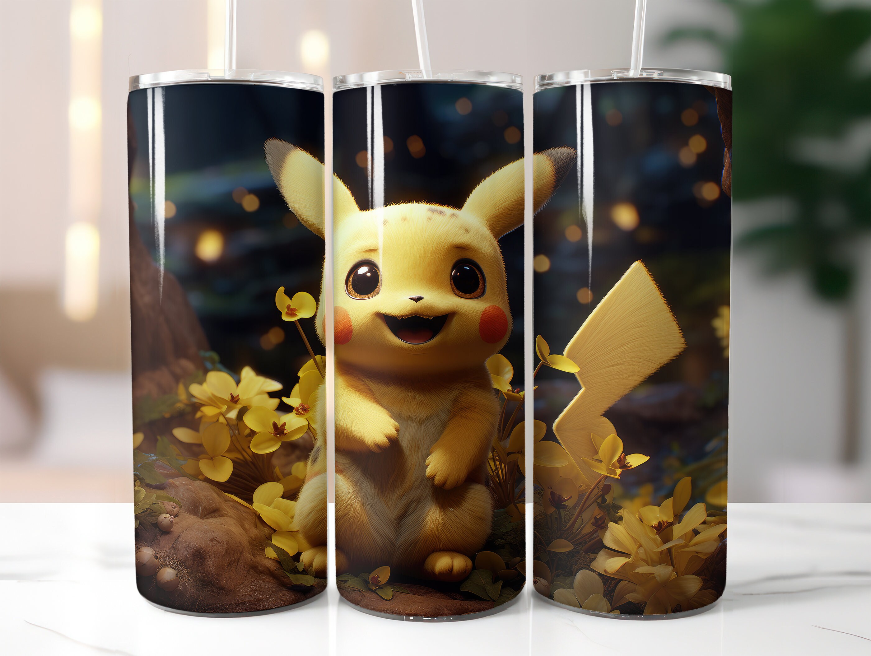Pikachu Tumbler 20 Oz Sublimation Tumbler Design, 9.3 X 8.2 Straight ...