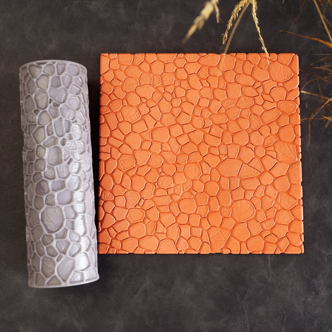 Cobblestone Mosaic Texture Roller Seamless Polymer Clay Texture Roller Embossing Roller ...