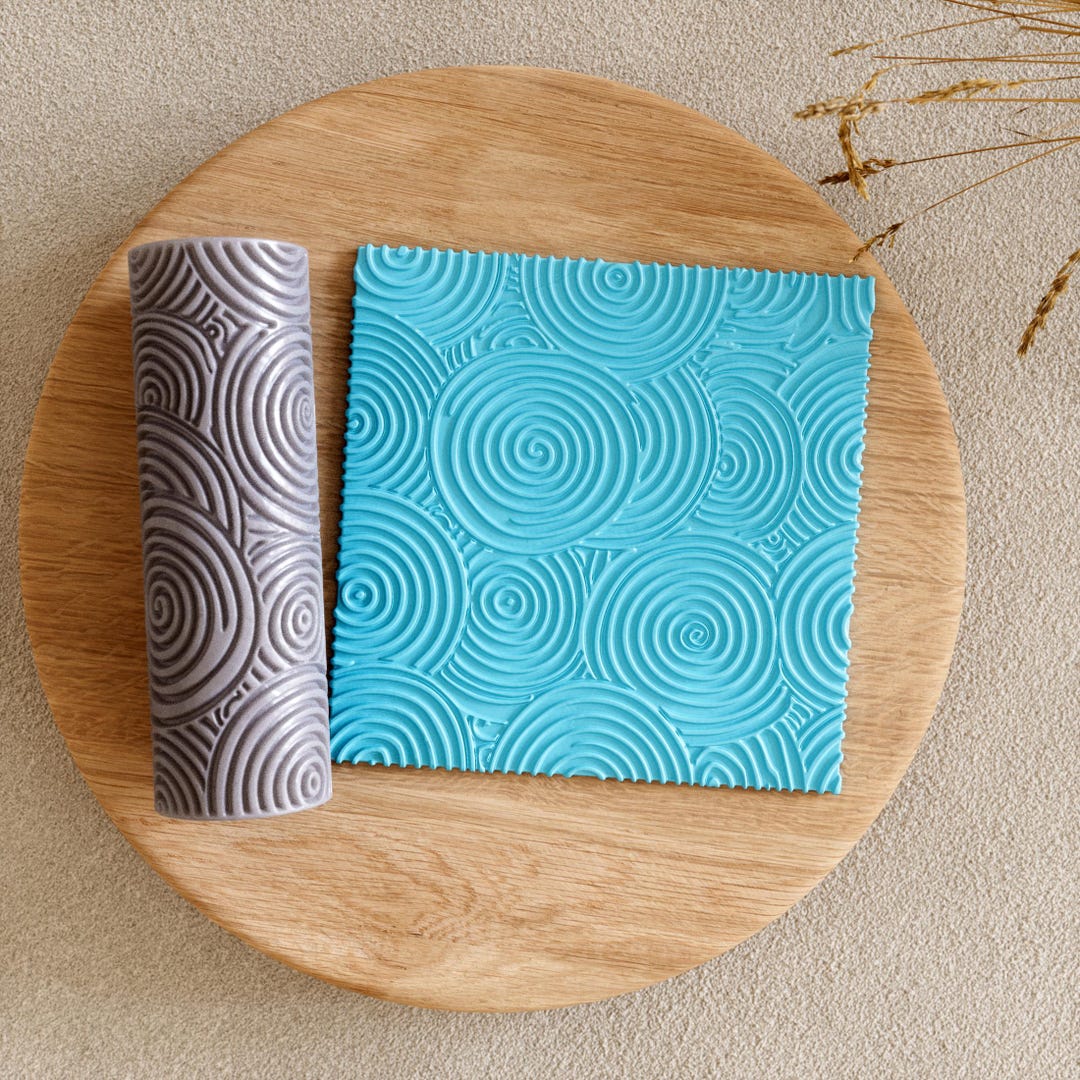 Circles Texture Roller Seamless Polymer Clay Texture Roller Embossing ...