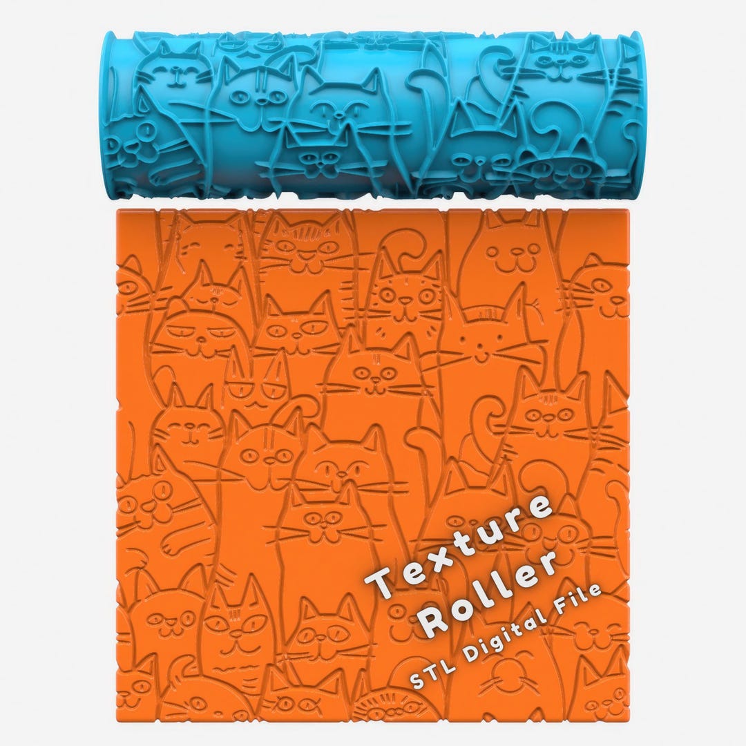 Funny Cats Texture Roller STL Digital File for 3D Printing Seamless ...