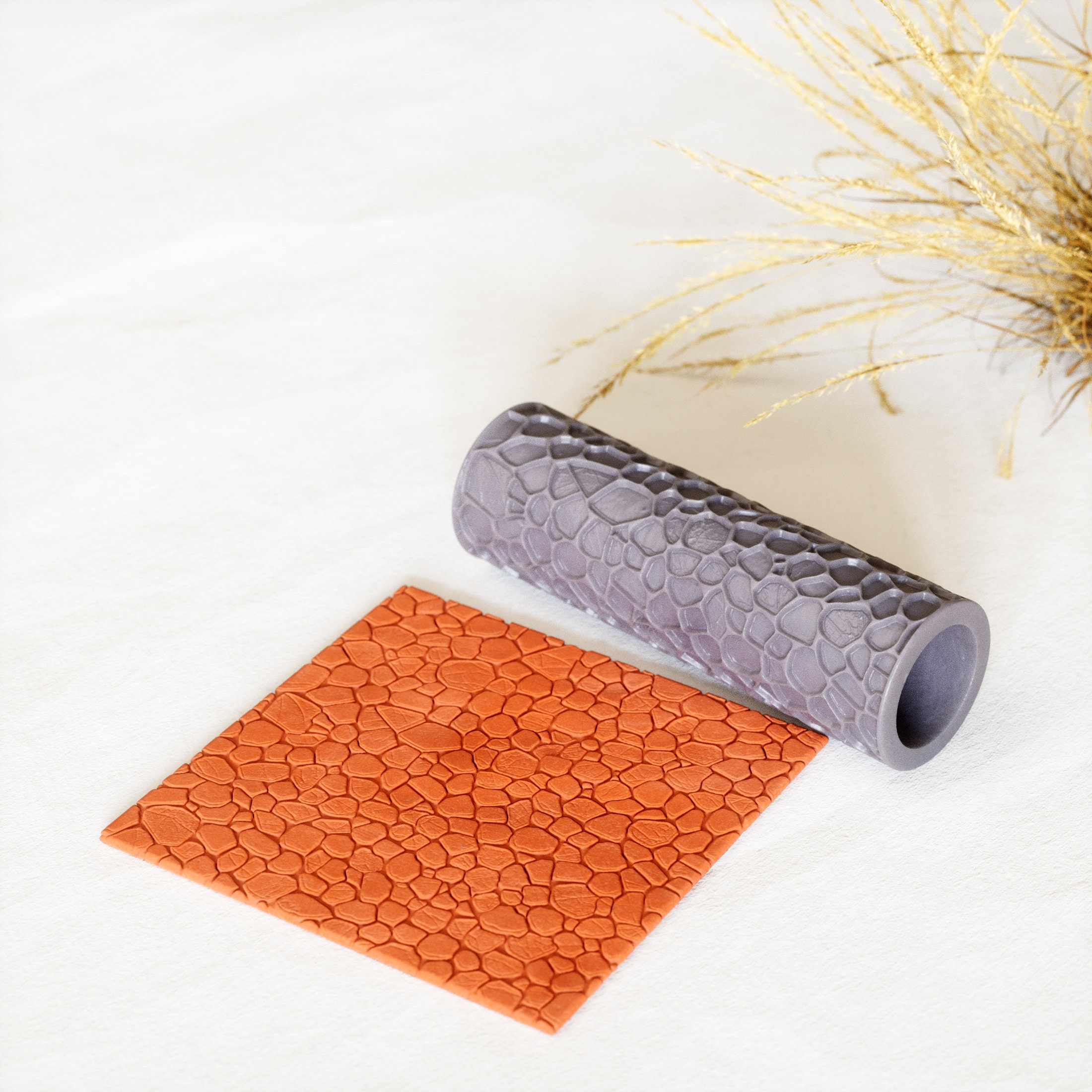 Cobblestone Mosaic Texture Roller Seamless Polymer Clay Texture Roller ...