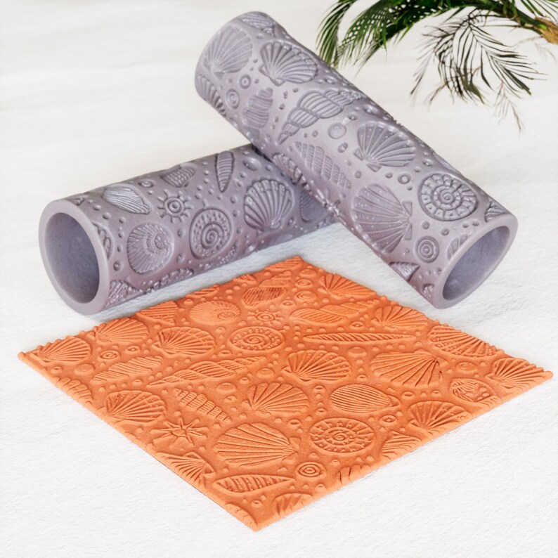 Sea Shells Texture Roller Seamless Polymer Clay Texture Roller ...