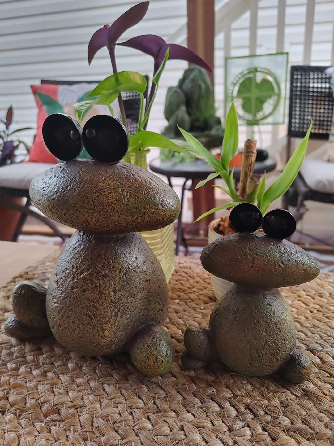 Set of 2 Stone Frog Minimalistic Garden Sculpture Waterproof Frogs ...