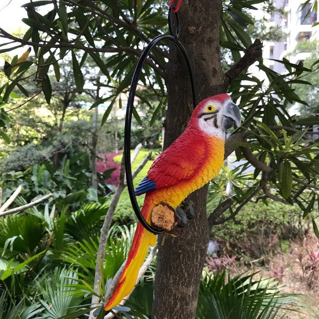 Decorate Patio Garden Lawn Charming Hanging Parrot Statue Sculpture ...