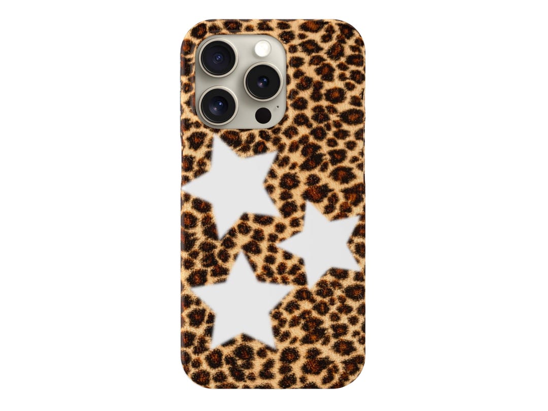 Cheetah Print Star Phone Case, Leopard Print Phone Case, Trendy Phone ...