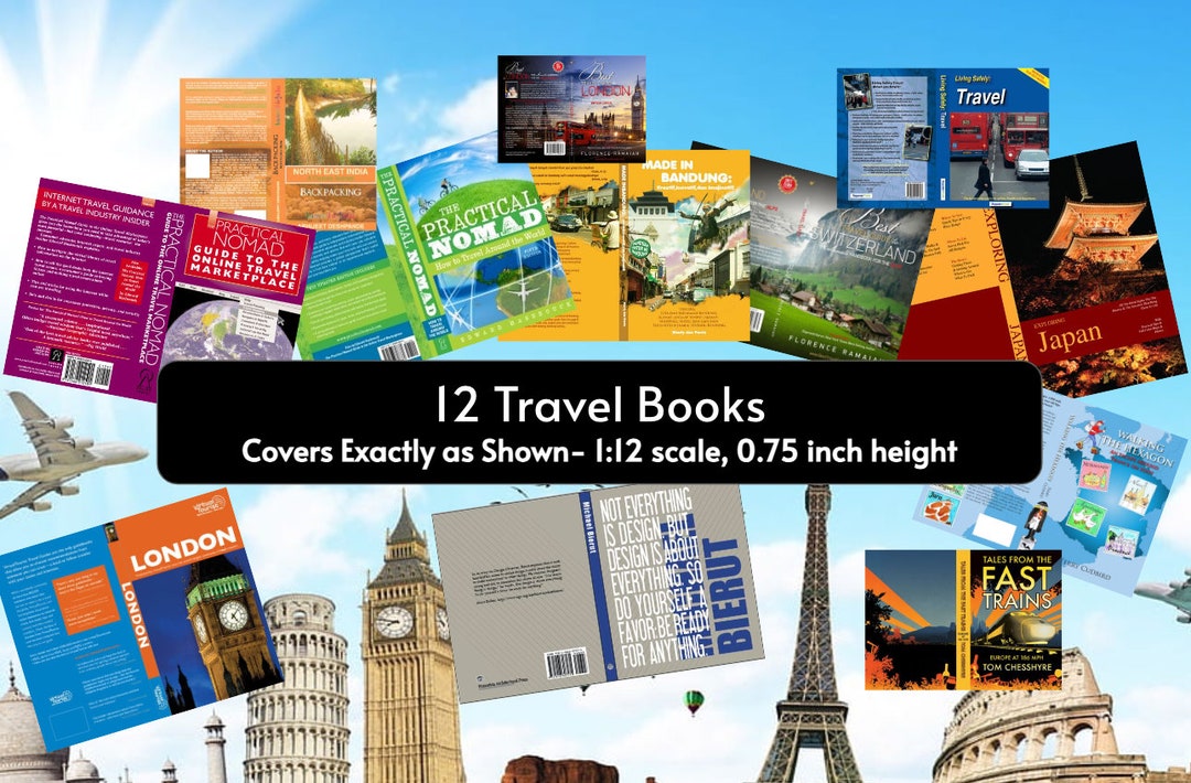 Travel Mini Book Covers - 1:12 Scale Tiny Bookshelf (PDF) - Etsy