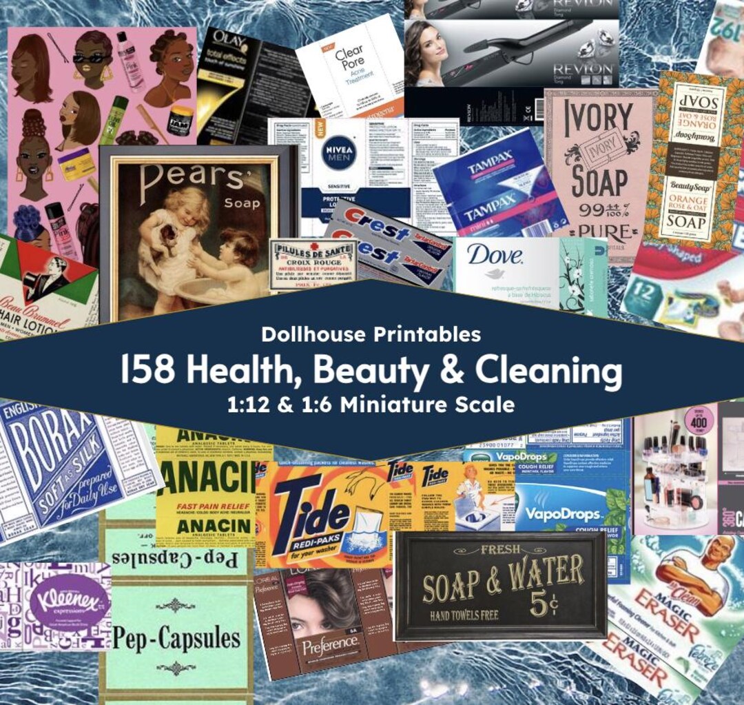 150+ Mini Health Beauty Cleaning Bathroom Boxes, Art & Labels for ...