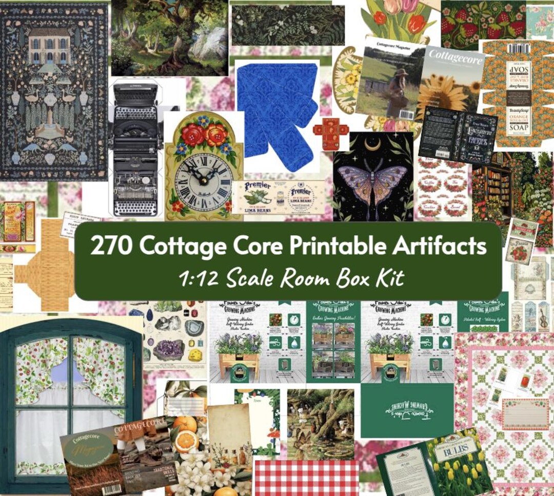 270pc Cottagecore Room Box Kit- 1:12 Scale Miniature Printable PDF - Etsy