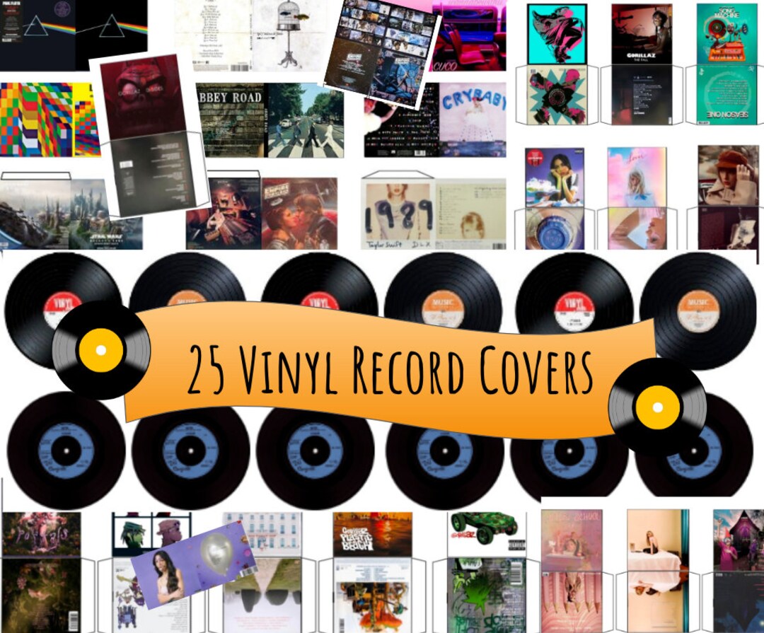 25 Mini Vinyl Record Album Covers, 1:12 Dollhouse Miniature Scale at ...