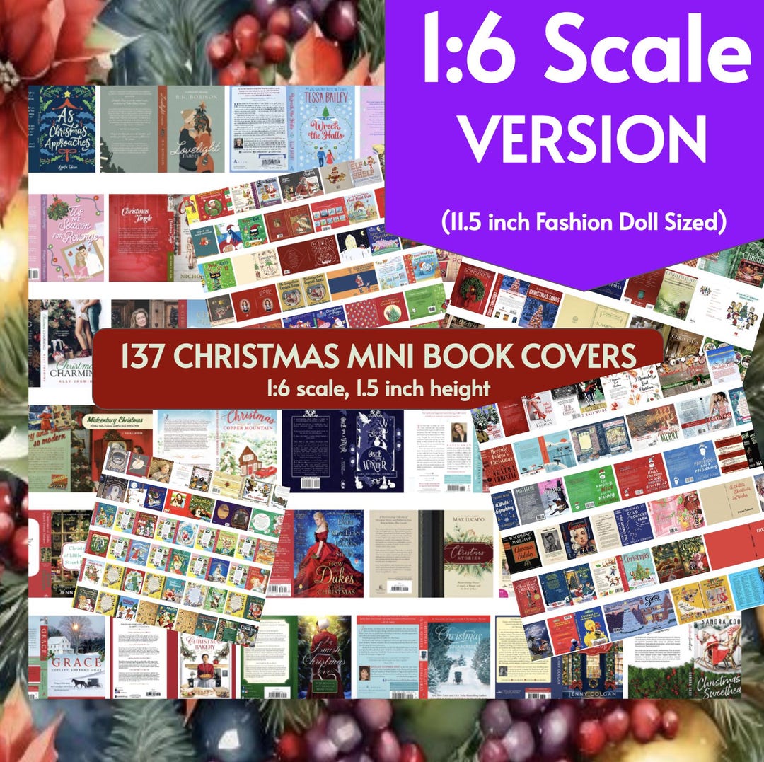 150 Christmas Printable Mini Book Covers- 1:6 Scale Holiday Book Nook ...