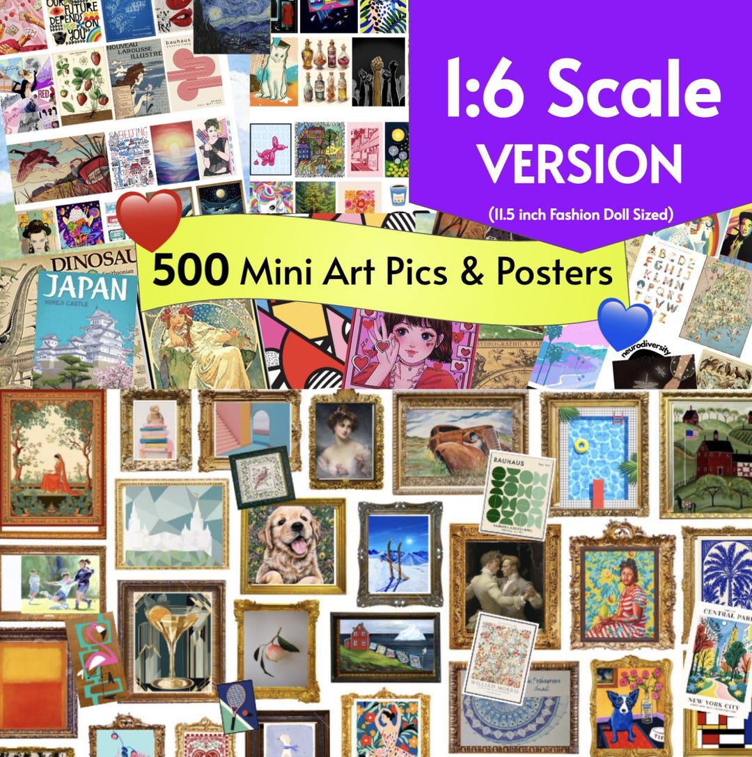 500 Miniature Art and Posters- 1:6 Scale Dollhouse Printable PDF - Etsy