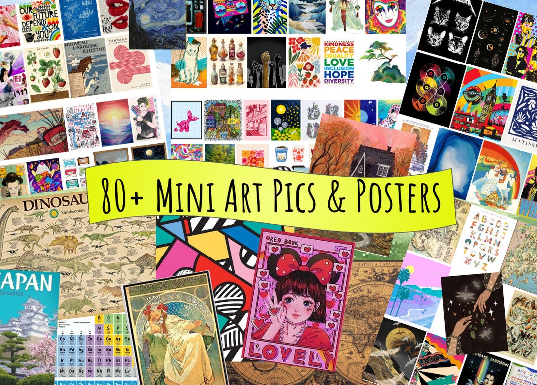 80 Miniature Art and Posters 1:12 Printable PDF Posters and Art for ...