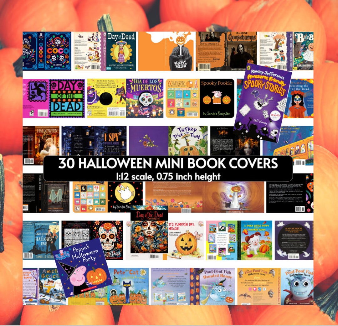 30 Halloween Mini Book Covers~ Witchy Dollhouse Bookshelf 1:12 Scale ...