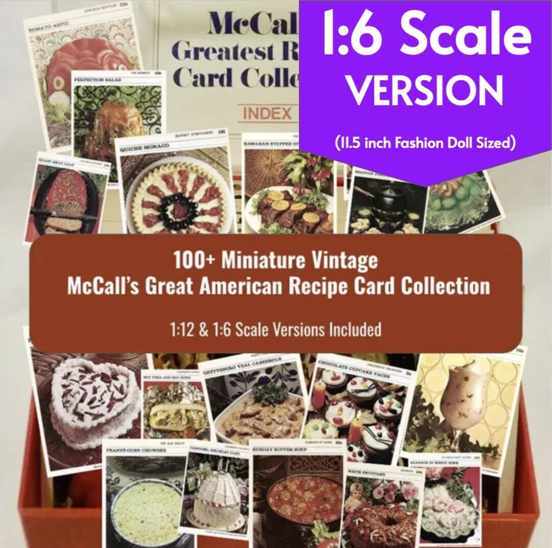 100 Vintage Mccall Mini Recipe Cards- 1:6 Scale Fashion Doll Size (PDF ...