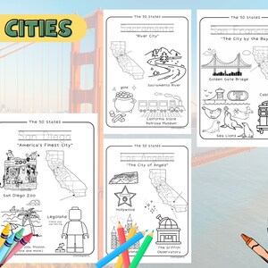California-the 50 States-coloring Pages-learning + Fun-facts Sheet ...