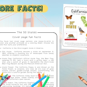 California-the 50 States-coloring Pages-learning + Fun-facts Sheet ...