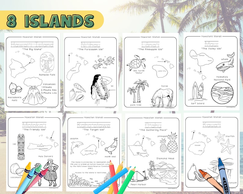 Hawaii-the 50 States-coloring Pages-learning + Fun-facts Sheet Included ...