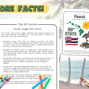 Hawaii-the 50 States-coloring Pages-learning + Fun-facts Sheet Included ...