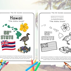 Hawaii-the 50 States-coloring Pages-learning + Fun-facts Sheet Included ...