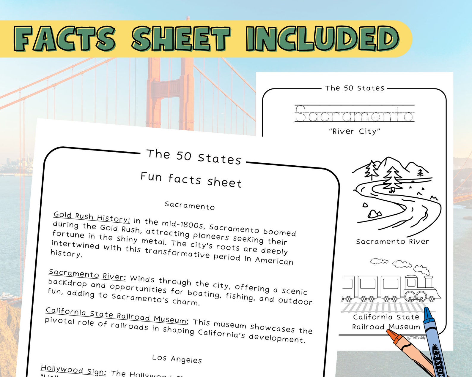 California-the 50 States-coloring Pages-learning + Fun-facts Sheet ...