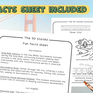 California-the 50 States-coloring Pages-learning + Fun-facts Sheet ...