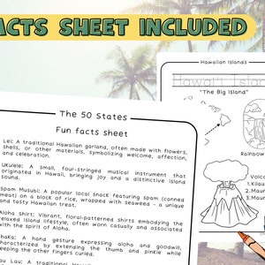 Hawaii-the 50 States-coloring Pages-learning + Fun-facts Sheet Included ...